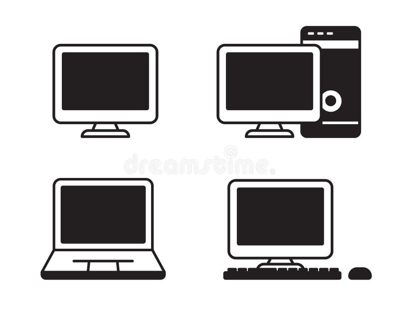Computer Icon with Black and White Color Stock Vector - Illustration of ...