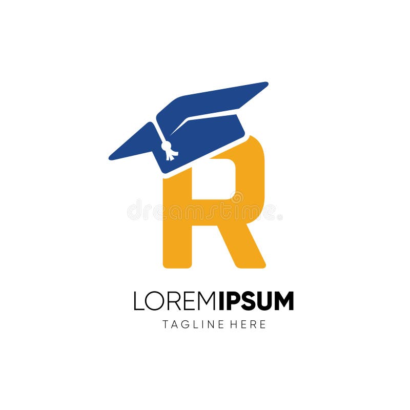 Letter R Graduation Hat Education Logo Design Vector Icon Graphic Stock ...