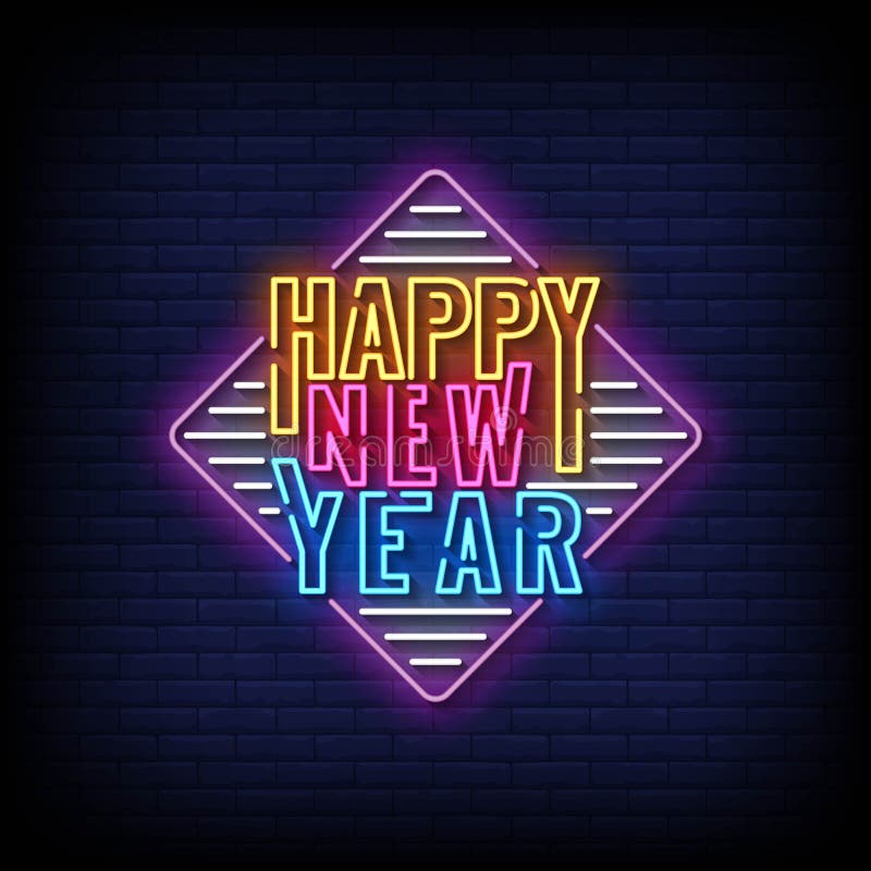 Happy New Year Neon Signs Style Text Vector Stock Vector - Illustration ...