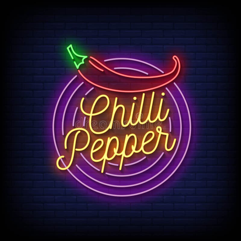 Chilli Pepper Neon Signs Style Text Vector Stock Vector - Illustration ...