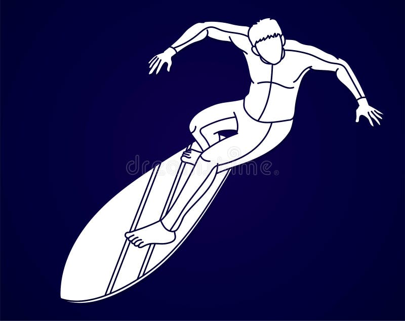 Man Surfer Surfing Sport Action Cartoon Graphic Vector Stock Vector ...