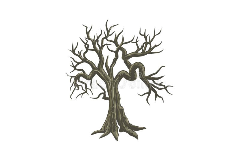 Abstract Hand Drawing Drought Tree Vector Isolated on White Stock ...