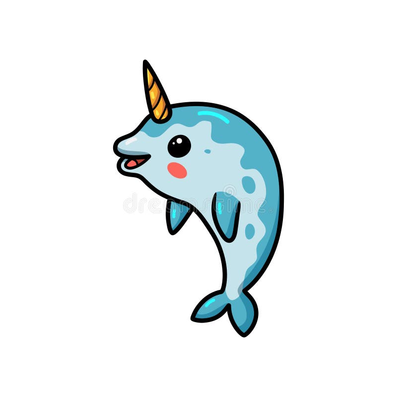 Cute Little Narwhal Cartoon Posing Stock Vector - Illustration of chibi ...