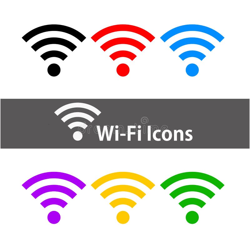 Colorful Wi-Fi Icon Sets . (Blackãƒ»Redãƒ»Blueãƒ»Purpleãƒ»Yellowãƒ ...