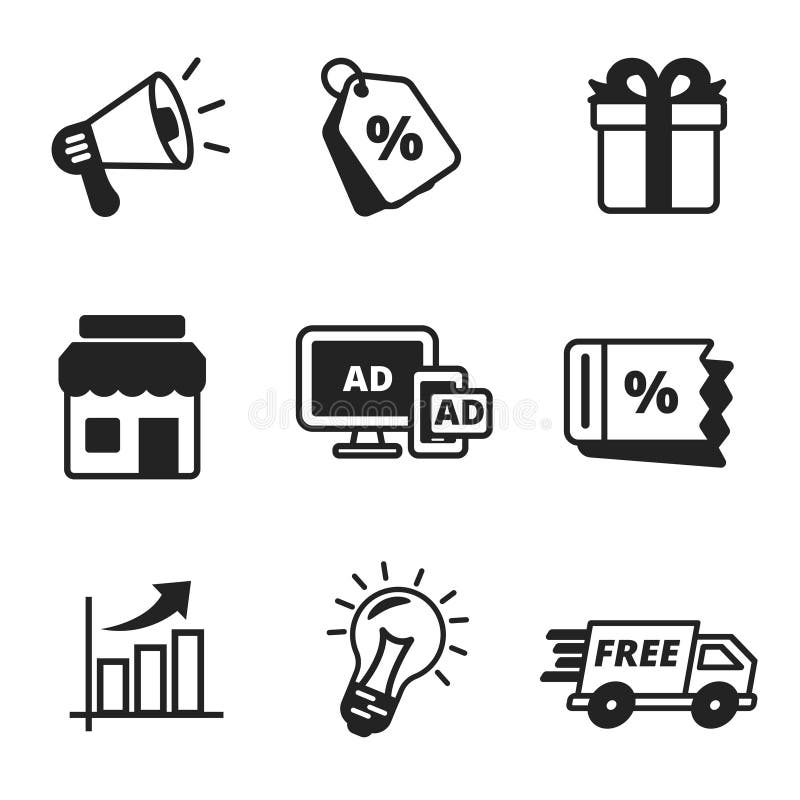 Set of Promotion Icon with Black Color Stock Vector - Illustration of ...