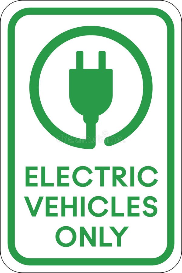 Electric Vehicle only Parking Sign | EV Plug in Glyph | Charging ...