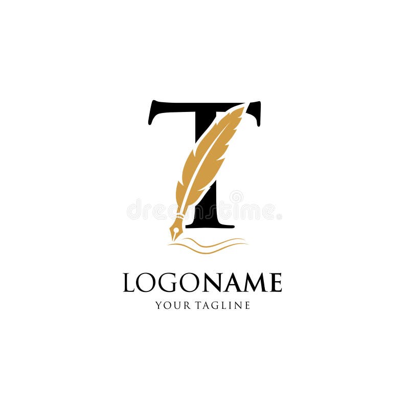 Letter T Feather Pen Logo Design Vector Icon Graphic Stock Vector ...
