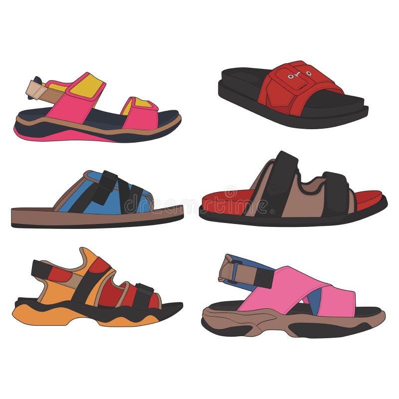 Fashion Sandal Vector Illustration on White Background . Summer Shoe of ...