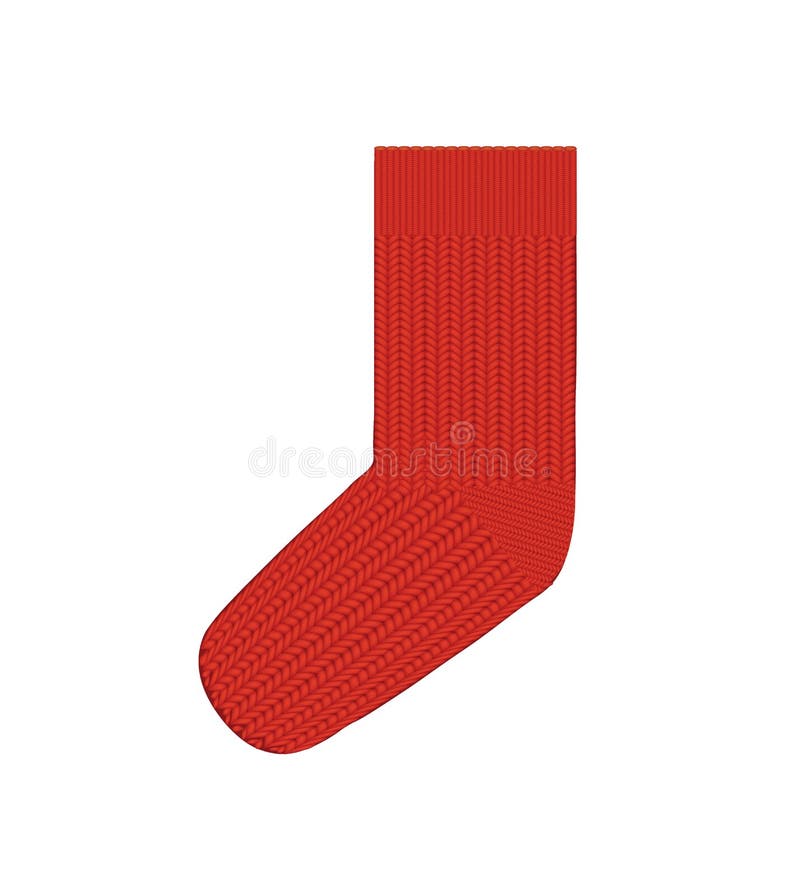 Red knitted sock stock vector. Illustration of cotton - 234548137