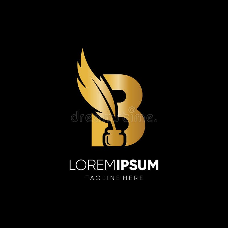 Letter B Feather Pen Logo Design Vector Icon Graphic Stock Vector ...