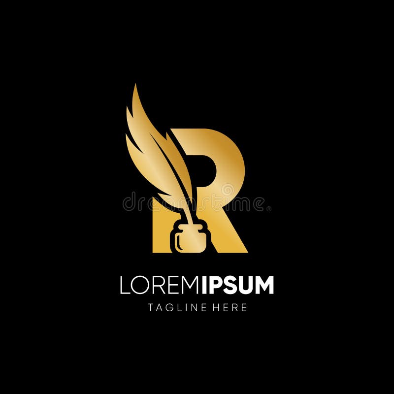 Letter R Feather Pen Logo Design Vector Icon Graphic Stock Vector ...