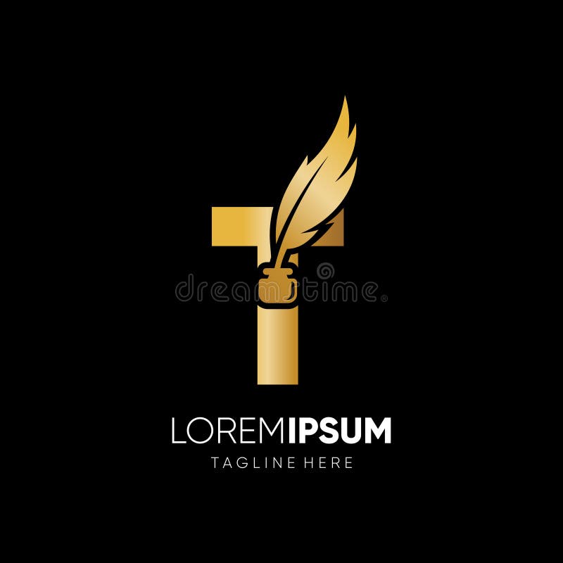 Letter T Feather Pen Logo Design Vector Icon Graphic Stock Vector ...