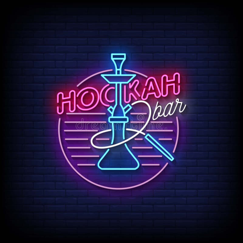 Hookah Bar Neon Signs Style Text Vector Stock Vector - Illustration of ...