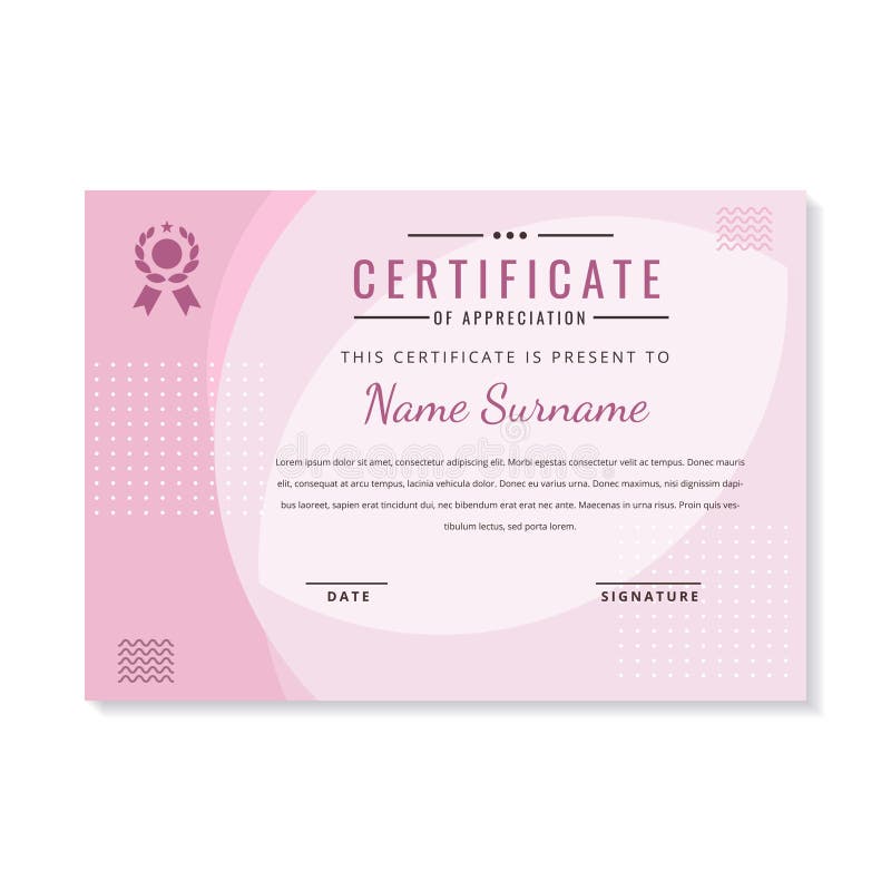 Pink and Modern Certificate Template Stock Vector - Illustration of ...