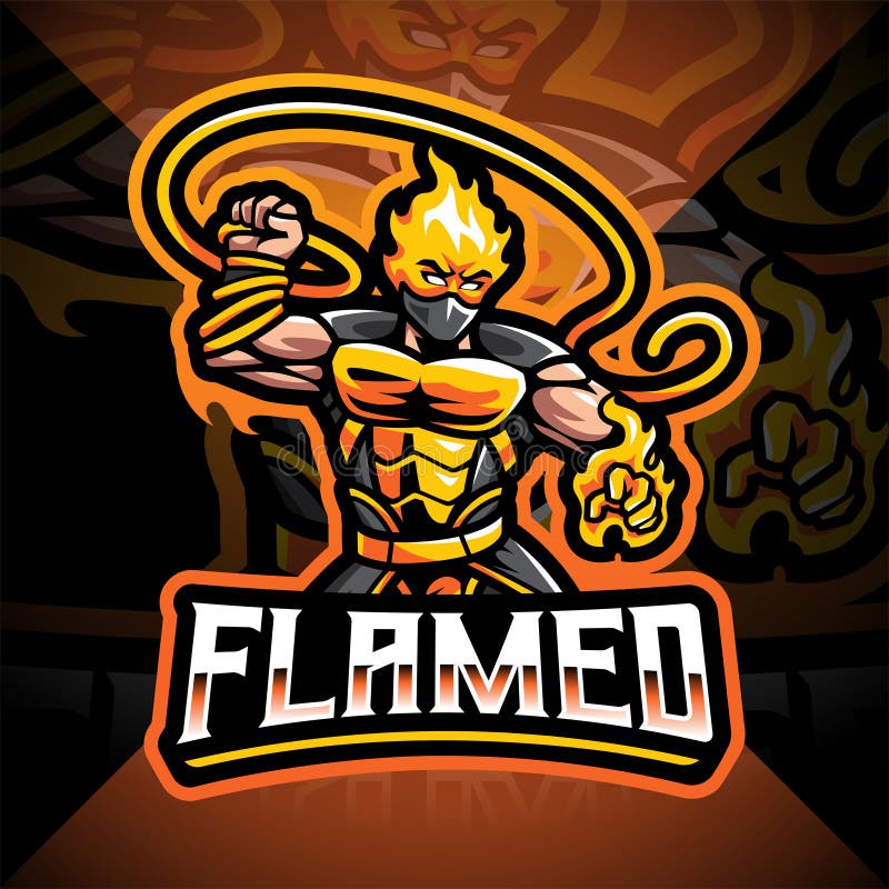 Fire Man Esport Mascot Logo Design Stock Vector - Illustration of ...