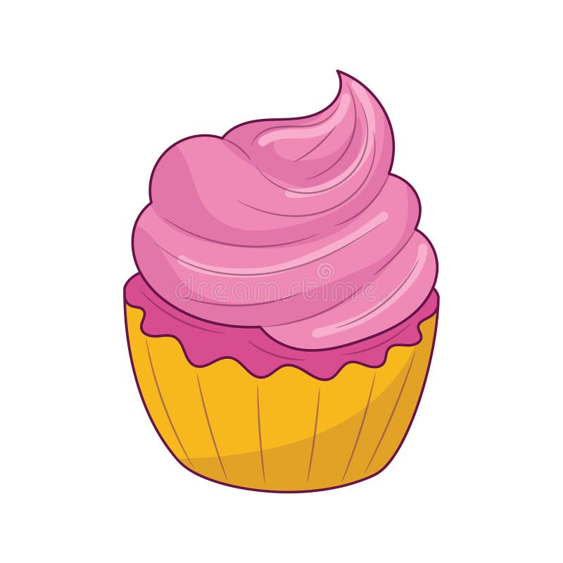 Cupcake Vector Illustration, Colored Linear Style Pictogram Stock ...