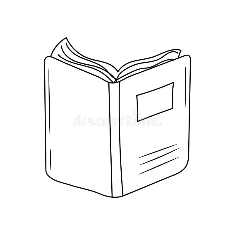 Simple Books, Black and White Line Art Vector Illustration Stock Vector ...
