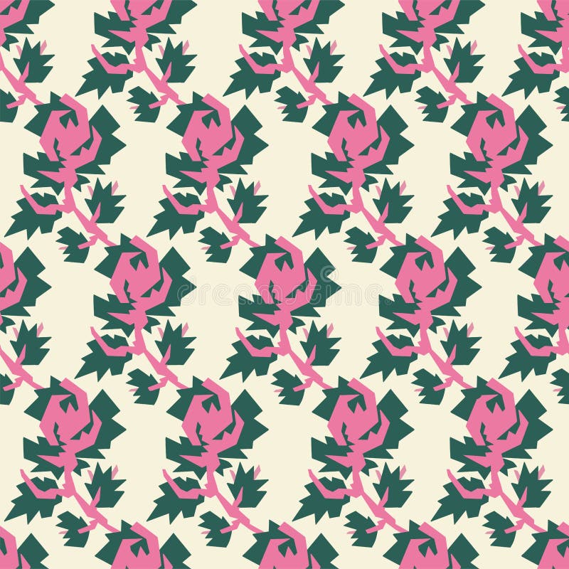 Vector Abstract Contemporary Shape Rose Flower Illustration Seamless ...