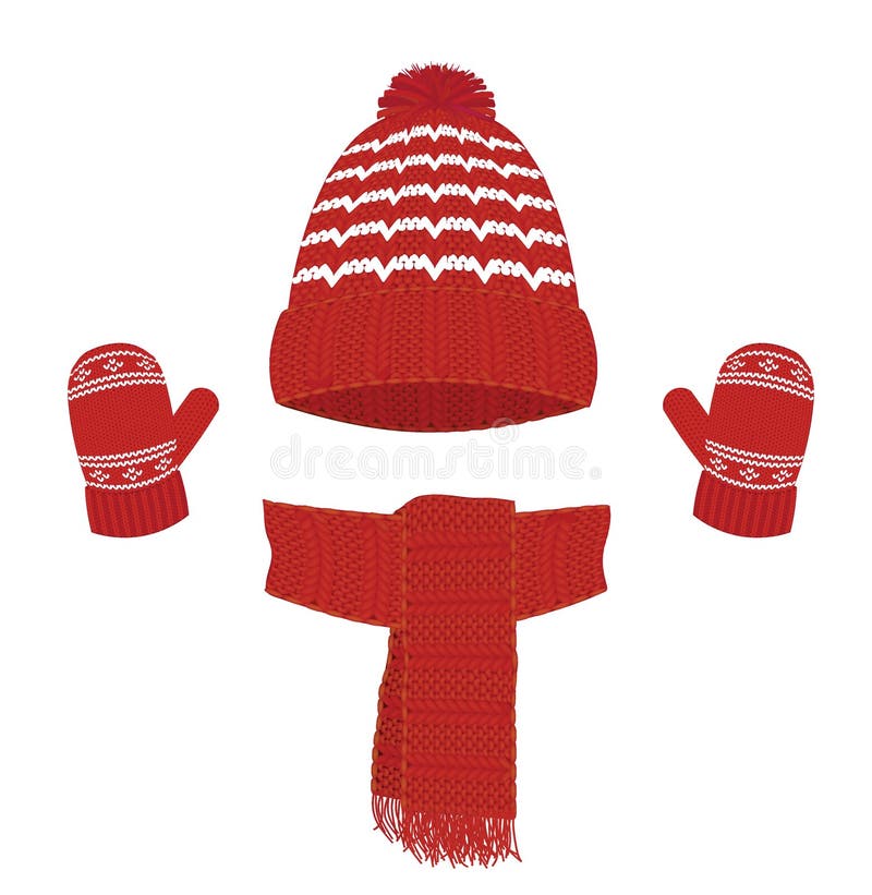 Winter Set, Cap, Scarf and Gloves Stock Vector - Illustration of ...