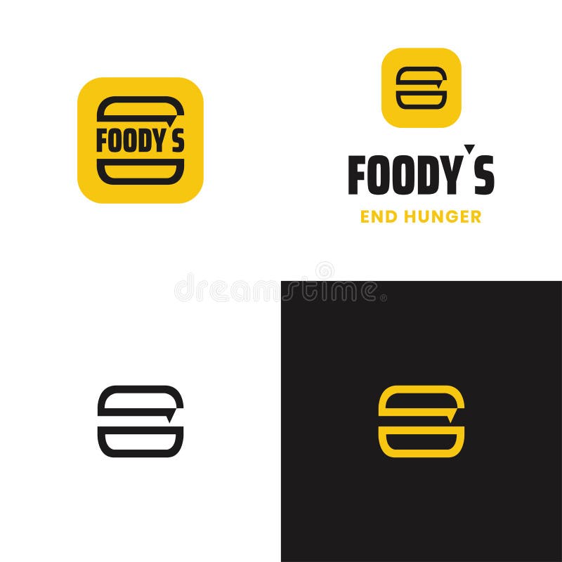 Foody S Burger End Hunger Fastfood Clean and Simple Logo Design Stock ...
