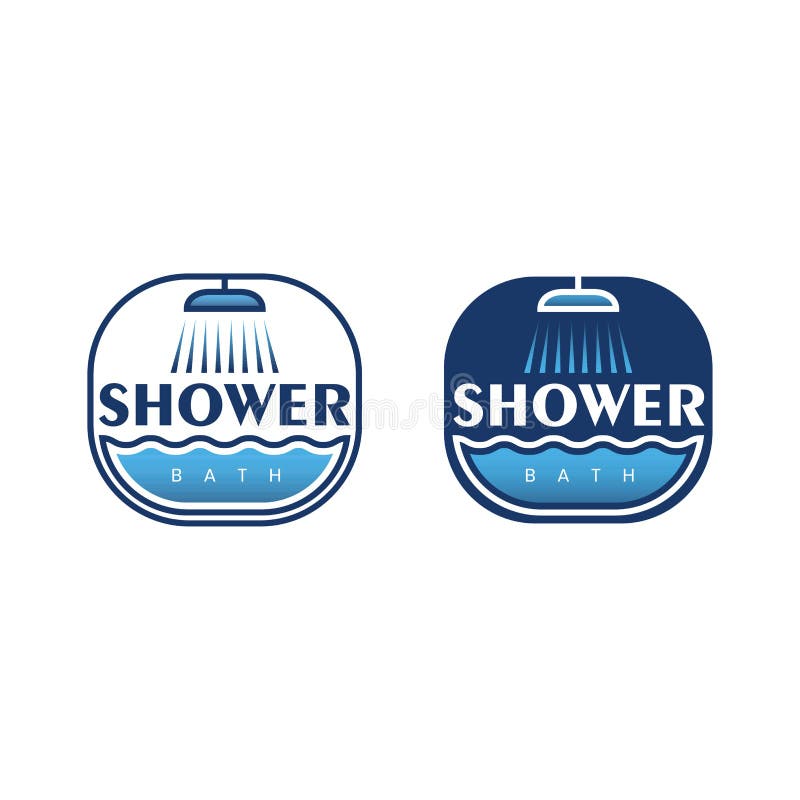 Two Concepts of Shower Bath Spa Cold and Hot Water Simple Logo Design ...
