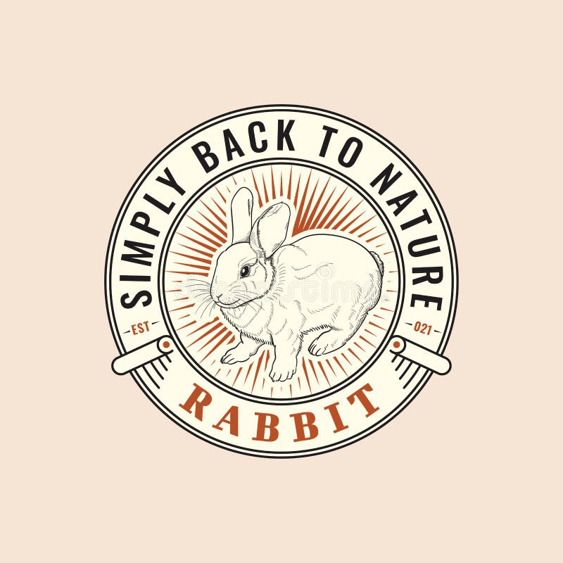 Rabbit Bunny Simply Back To Nature Vintage or Retro Logo Emblem Design ...