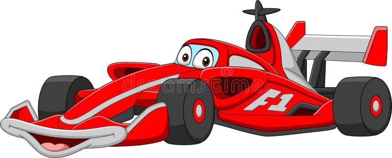 Cartoon Smiling Formula Racing Car Mascot Stock Vector - Illustration ...