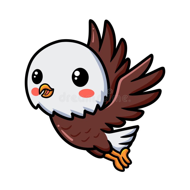 Cute Little Eagle Cartoon Flying Stock Vector - Illustration of chibi ...