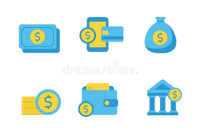 Set of Top Up Money Icon in Linear Style Stock Vector - Illustration of ...