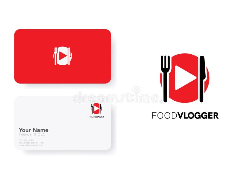 Food Vlogger, Blogger and Food Review Logo Vector with Business Card ...