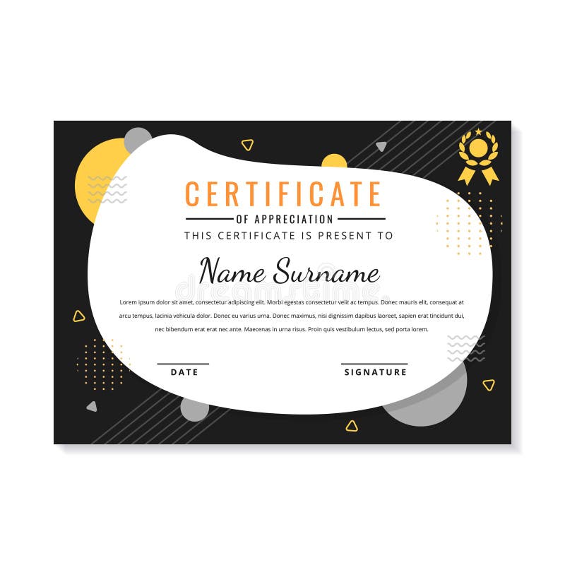 Modern Certificate Template Design with Black and White Color Stock ...