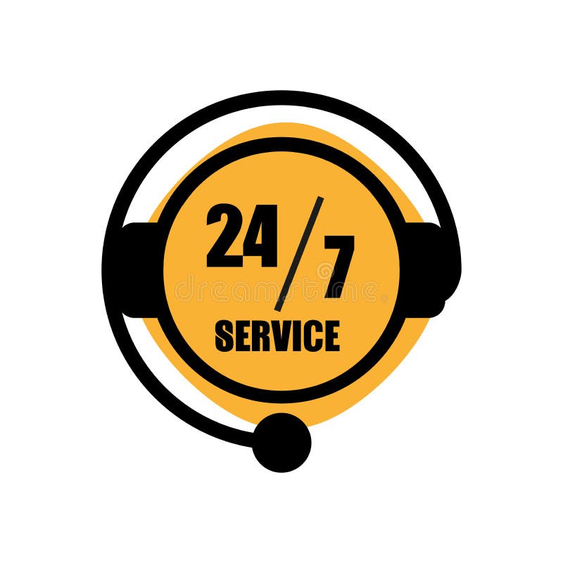 24-7 Service Icon. Vector Illustration on White Stock Vector ...
