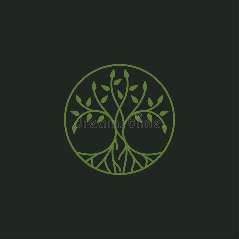 Round Tree Logo Design Illustration Vector Template Stock Vector ...