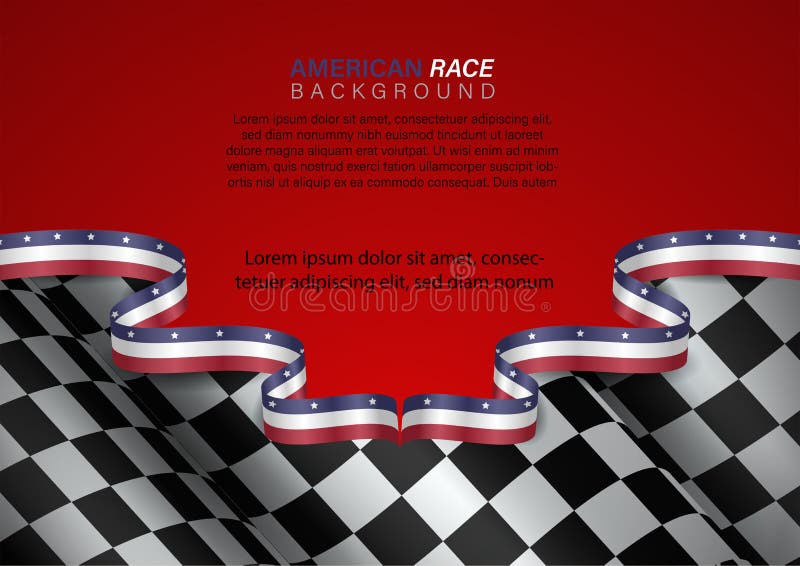 Racing Flag with American Flag Color Ribbon, Vector Illustration Stock ...