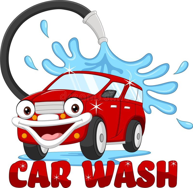 Cartoon Car Washing with Water Pipe and Sponge Stock Vector ...