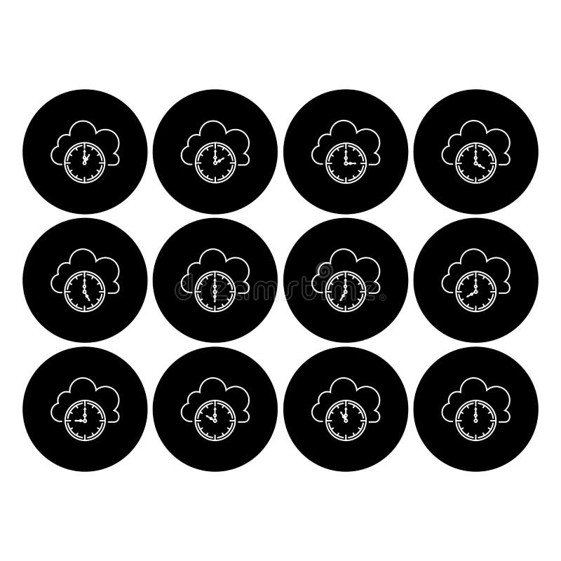 Cloud Computing Time.Timer with Cloud Outline Stock Vector ...
