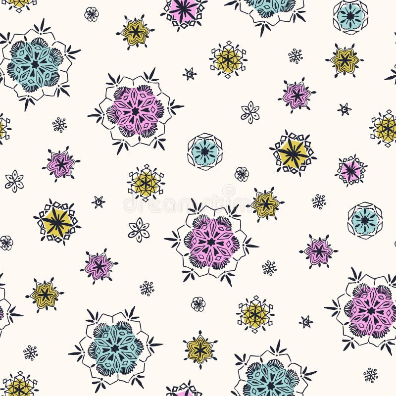 Vector Ink Pen Drawing Outline India Flower Illustration Seamless ...