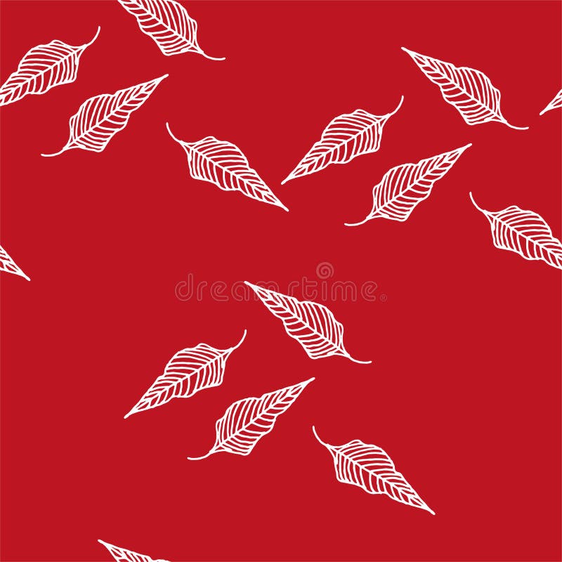 Red Template with White Abstract Leaves. Seamless Pattern for Home ...