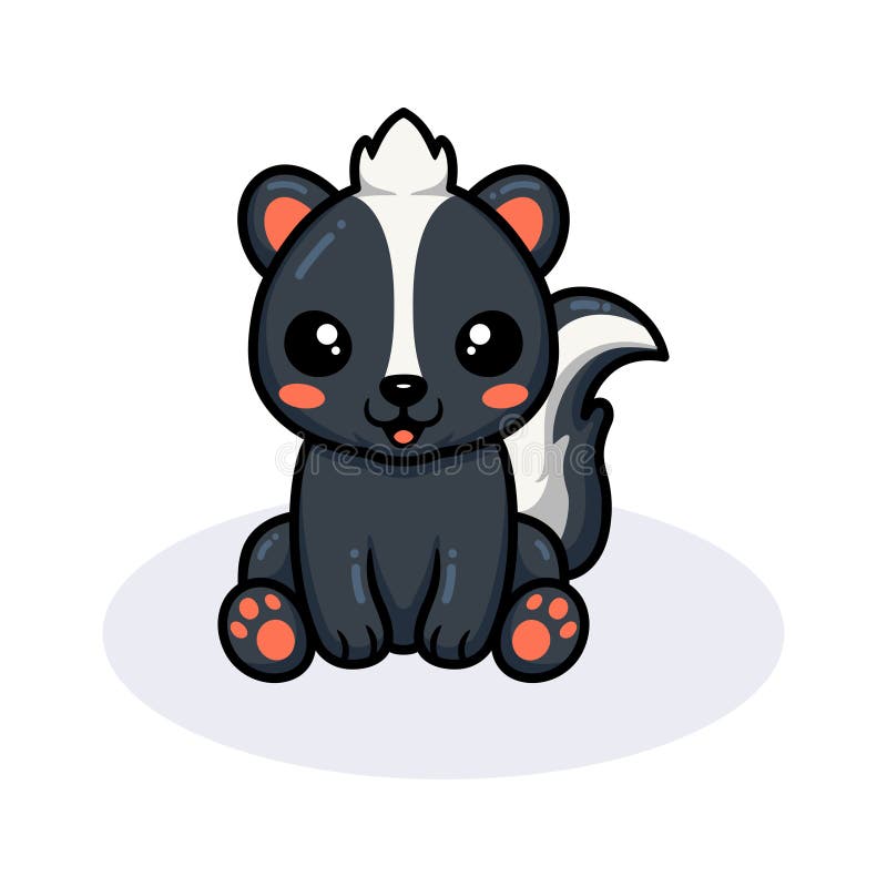 Cute Little Skunk Cartoon Sitting Stock Vector - Illustration of animal ...