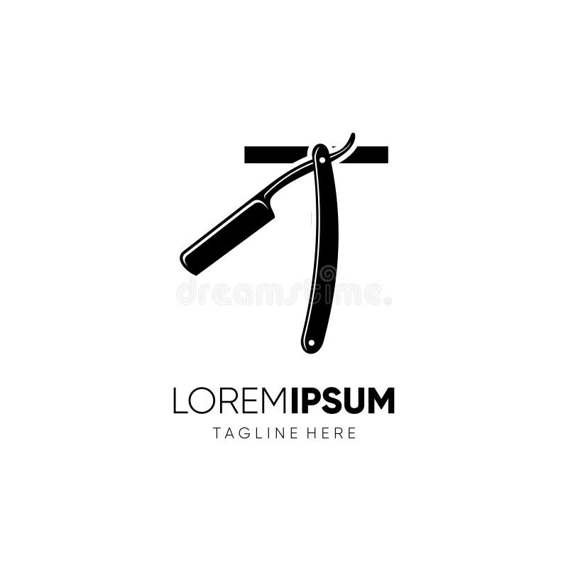 Letter T Straight Razor Logo Design Vector Icon Graphic Stock Vector ...