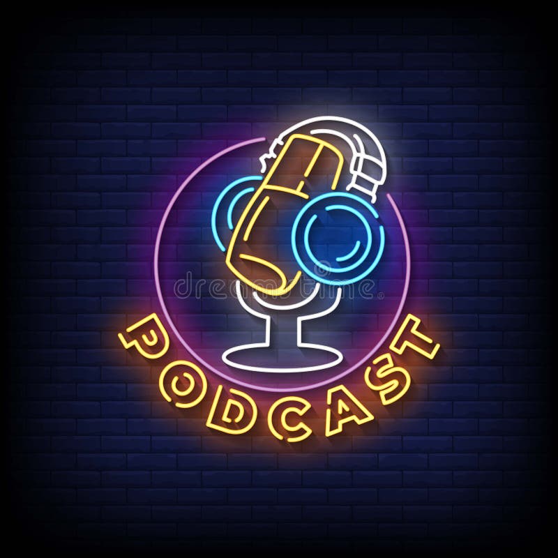 Podcast Neon Signs Style Text Vector Stock Vector - Illustration of ...