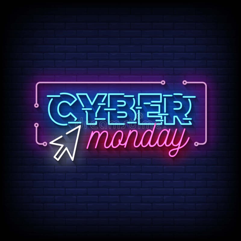 Cyber Monday Neon Signs Style Text Vector Stock Vector - Illustration ...