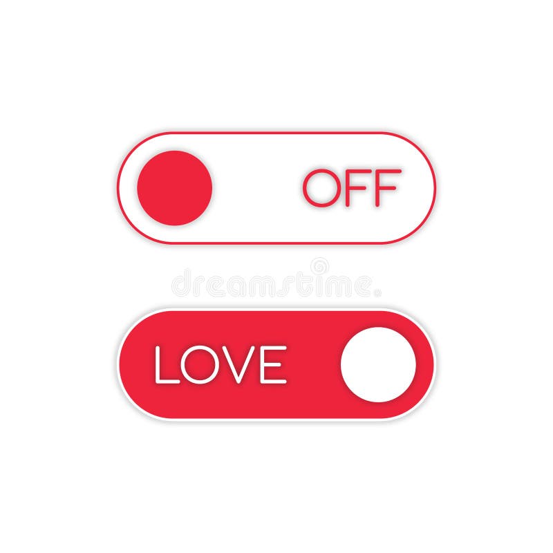 Button Design Slide Turn Love on and Off Love Stock Vector ...