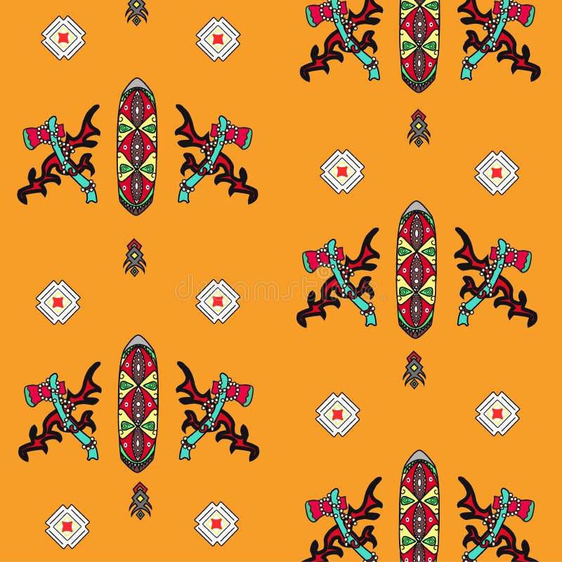 Beautiful Colorful Batik Motif with Tifa and Native Papua Shield Stock ...