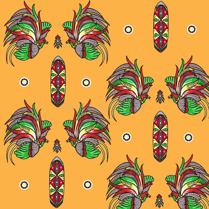 Beautiful Colorful Batik Motif with Tifa and Native Papua Shield Stock ...