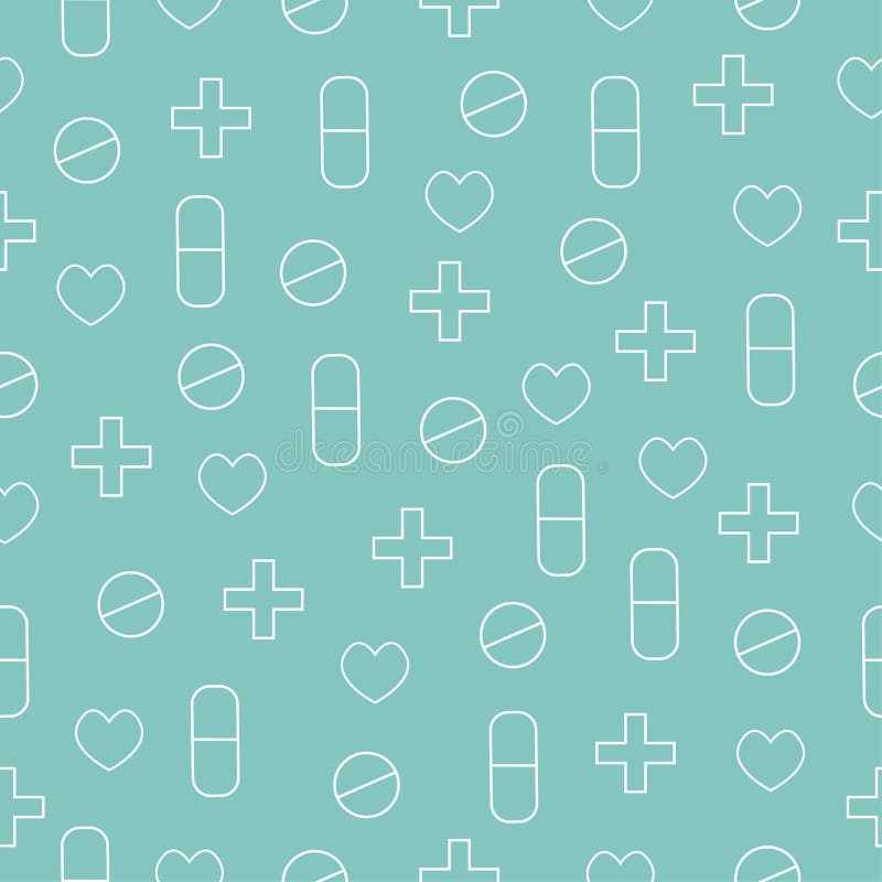 Medical Outline Seamless Pattern with Pill, Syringe, Heart Stock Vector ...