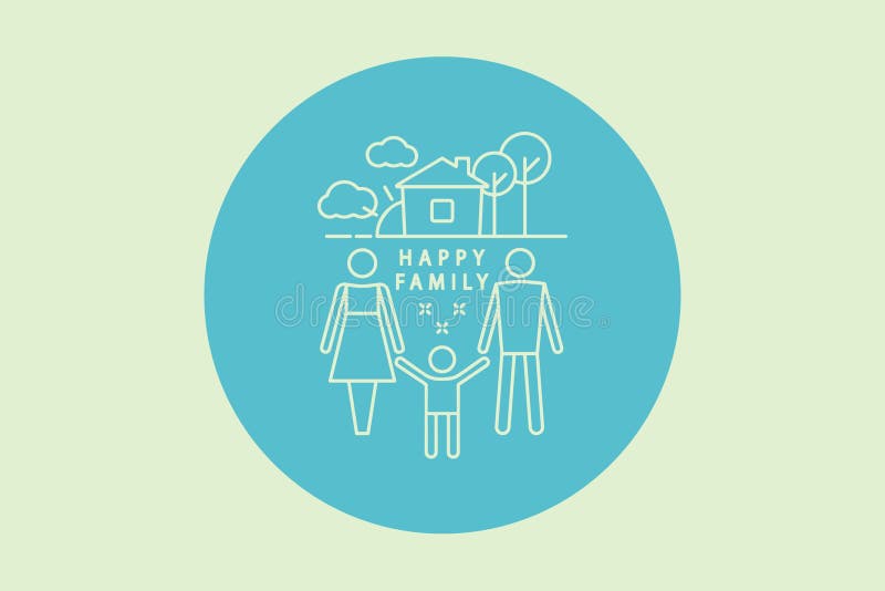 A Happy Family- Outline Icon Stock Illustration. Figurative Family ...