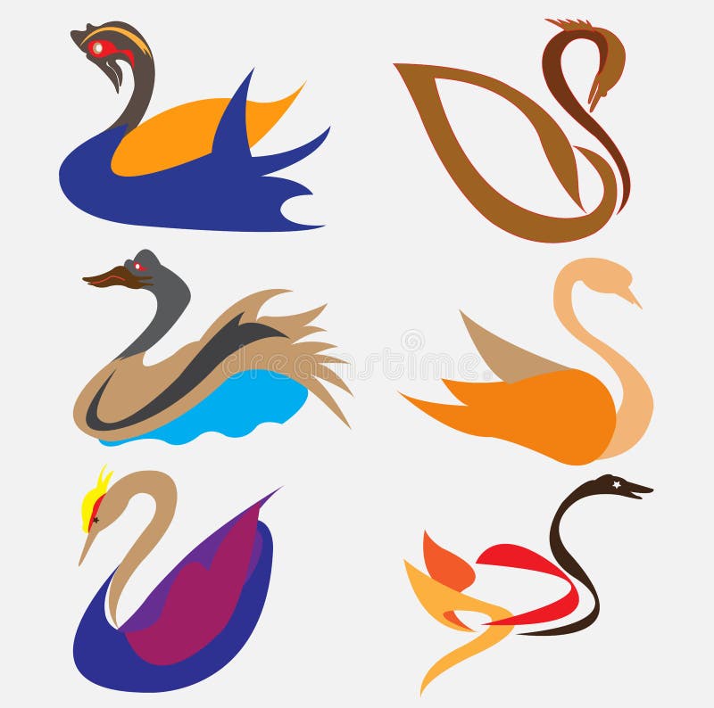 Swan logos and symbols stock vector. Illustration of beauty - 126995116