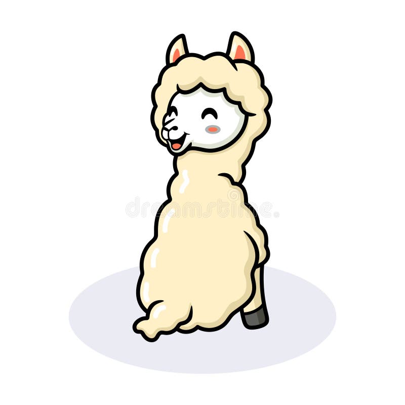 Cute Little Alpaca Cartoon Sitting Stock Vector - Illustration of chibi ...