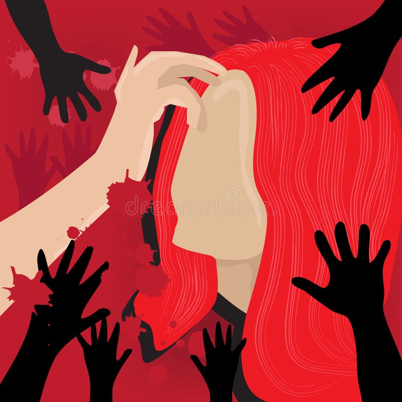 Abstract Female Molestation or Abuse Concept Art Vector Illustration on ...